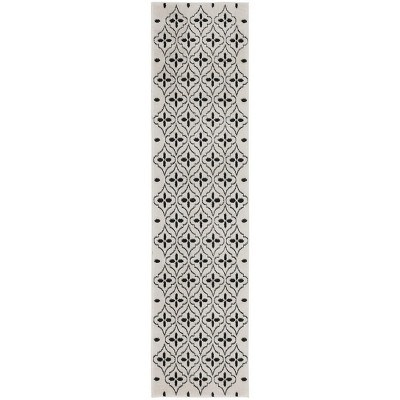 Nourison Essentials Moroccan Modern Indoor Outdoor Rug Ivory Black 2'2 ...