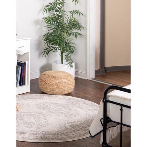 Unique Loom 5' 3 X 5' 3 Round Quail-charlotte Ivory Area Rug : Target