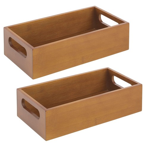 Mdesign Bamboo Wood Compact Food Storage Bin With Handle - 2 Pack : Target