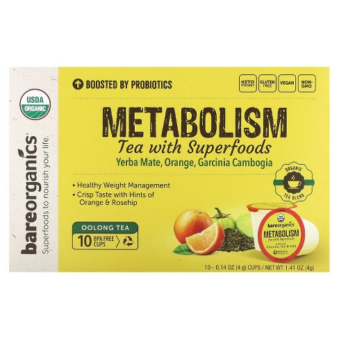 Bareorganics Metabolism, Tea With Superfoods, Oolong Tea, 10 Cups, 0.14 ...