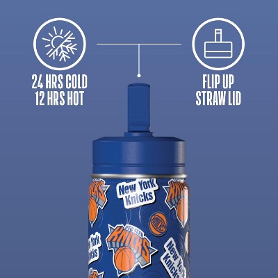 NBA New York Knicks 14oz Kids Stainless Steel Water Bottle With Straw ...