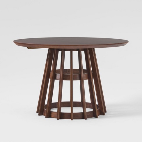 Saracina Home 48" Round Slatted Base Dining Table Brown: Solid Pine ...
