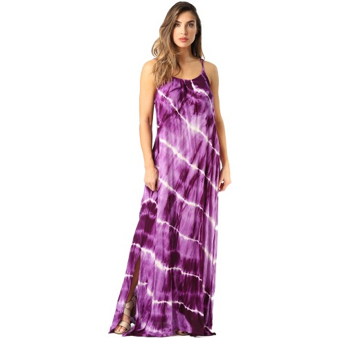 Riviera Sun Womens Maxi Dress Tie Die Spaghetti Strap Long Sundress ...