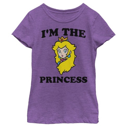 Girl's Nintendo I'm The Princess Peach T-shirt - Purple Berry - Large ...