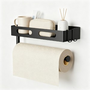 Dcolora Wall Mounted Paper Towel Holder with Shelf and 2 Hooks : Target