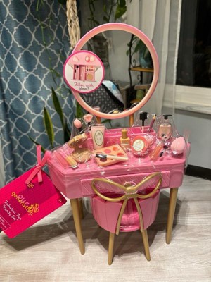 Our Generation Fabulous Fun Pink Vanity Table & Chair Dollhouse ...