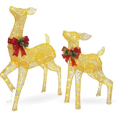 Northlight 37" Lighted White Mesh Feeding Doe Outdoor Christmas ...