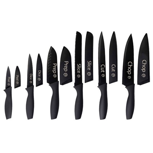 Masterchef 12pc Knife Set With Covers Sharp Nonstick Coated Knives ...
