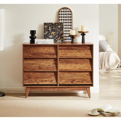Xiyuyeu 6 Drawers Dresser For Bedroom,modern Dresser With Bevel Design ...