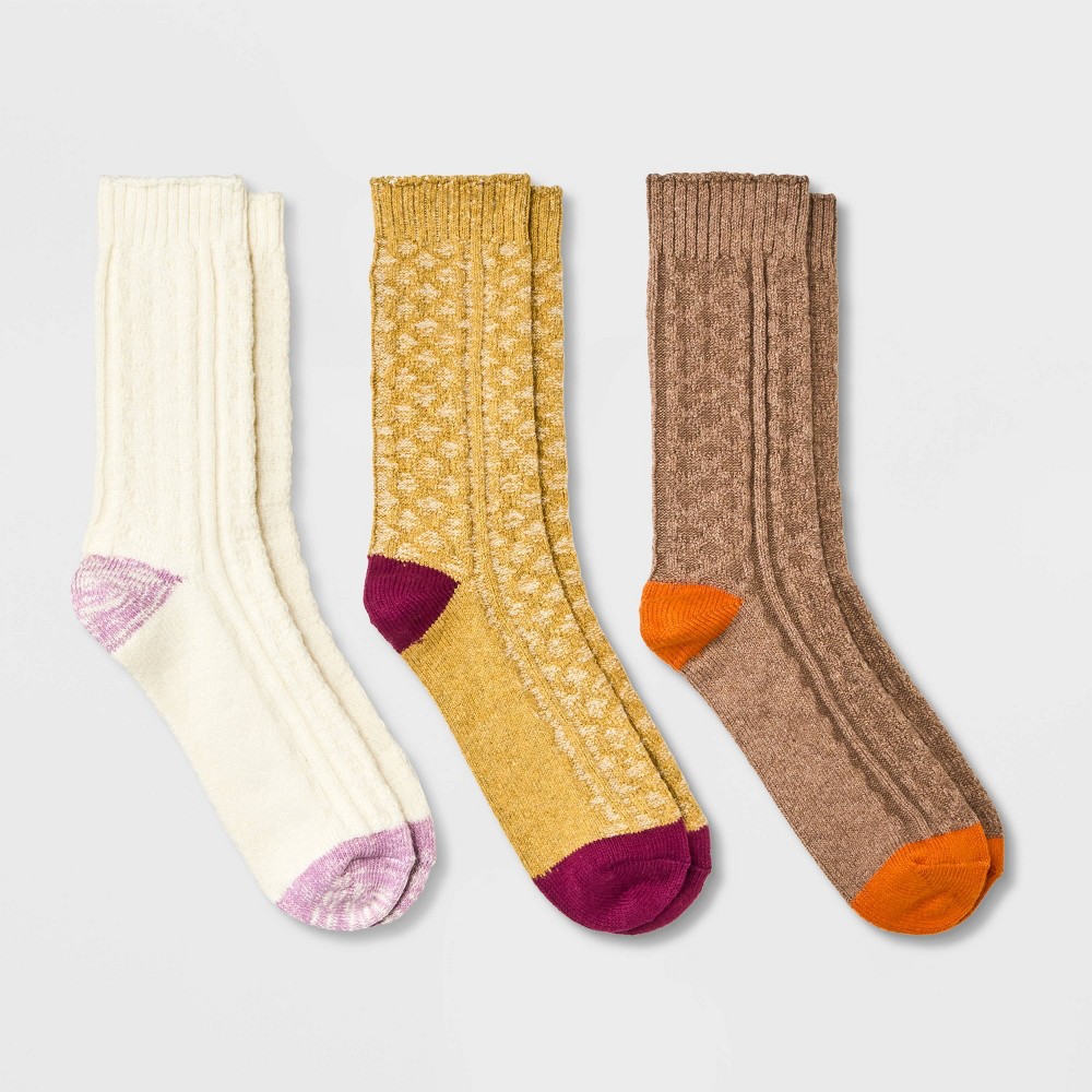 Men's Cable Knit Pastels Casual Cozy Socks 3pk - Goodfellow & Co Cream ...