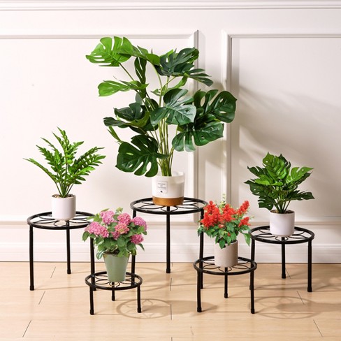 Vecelo 5 Pack Metal Plant Stands Round Nesting Plant Stand Indoor Outdoor Anti rust Iron Plant Stands Black Target