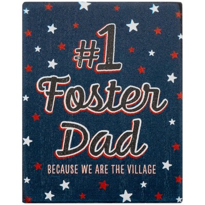 Elanze Designs #1 Foster Dad Stars Blue 3 x 4 White Wash Wood Block ...
