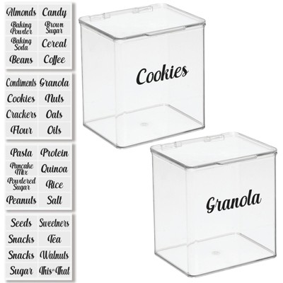 Mdesign Small Plastic Stackable Kitchen Storage Box, 2 Pack + 32 Labels ...