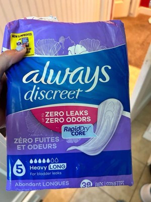 Always Discreet Incontinence Pads - 5 Drop Extra Heavy Long Pads ...