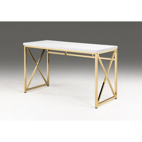 White Top Desk With Gold Base : Target