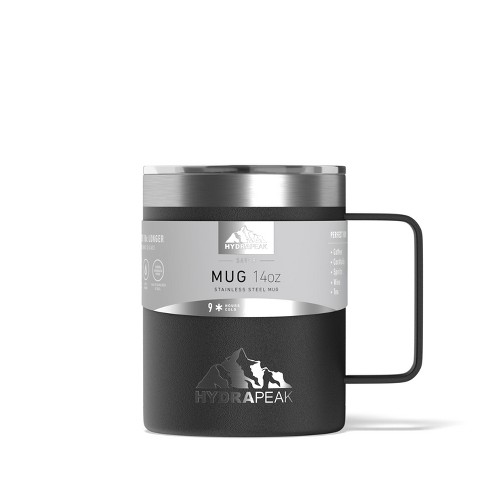 Hydrapeak 14oz Stainelss Steel Coffee Mug With Handle And Lid Black ...