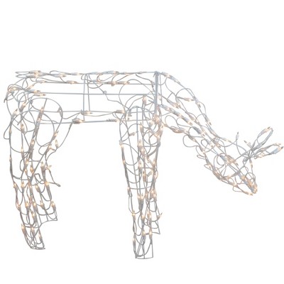 Northlight 42" Lighted White Feeding Reindeer Animated Outdoor ...