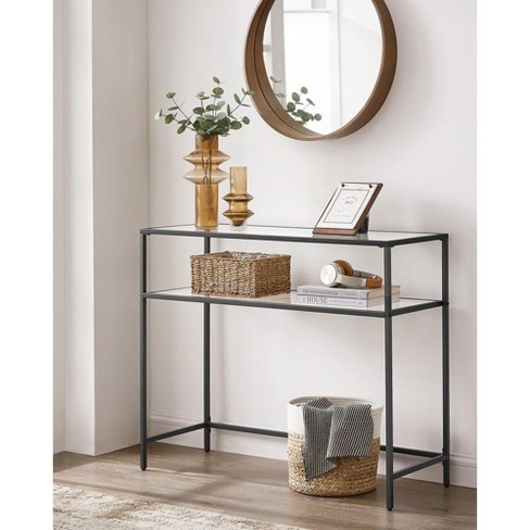 Vasagle Console Sofa Table, Modern Entryway Table, Tempered Glass Table ...