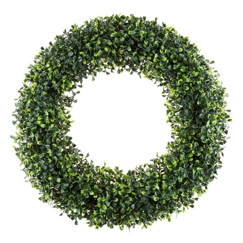 Pure Garden 19.5" Faux Greenery Artificial Boxwood Wreath : Target
