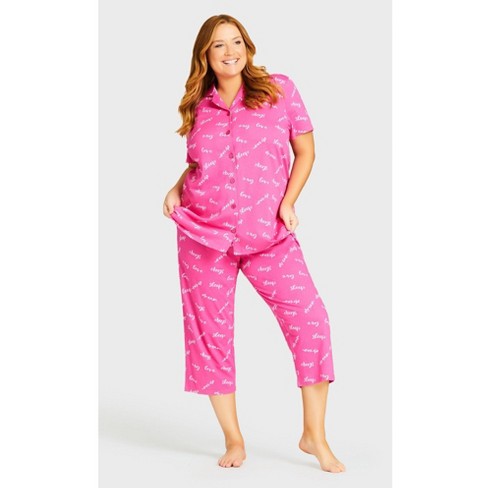 Avenue Women's Plus Size Button Sleep Top - 26/28, Sleep Print : Target