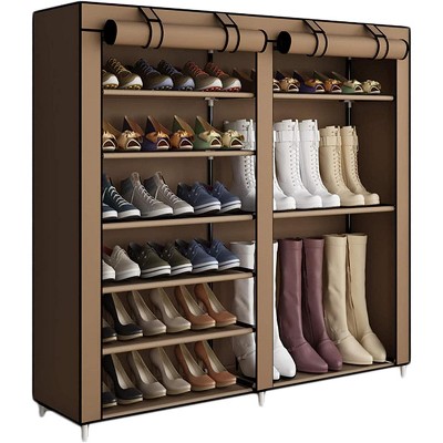 Coucheta 9-Tier Shoe Rack - Double Row Storage Cabinet with Dustproof ...