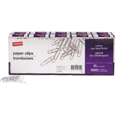 Staples Jumbo Paper Clips Nonskid 10/pack With 100/box (a7026606/72577 ...