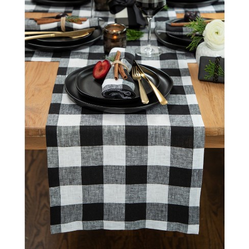 Solino Home Linen Buffalo Check Table Runner Black And White 14 X 36 Inches : Target