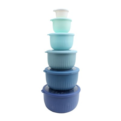 Cook With Color Deep Mixing Bowls With Lids 12 Piece Blue : Target