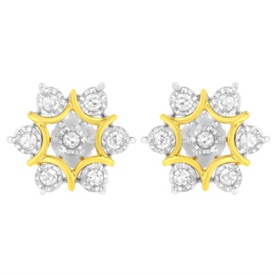 Haus of Brilliance 1/4 Cttw Miracle Set Round Diamond Floral Earrings ...