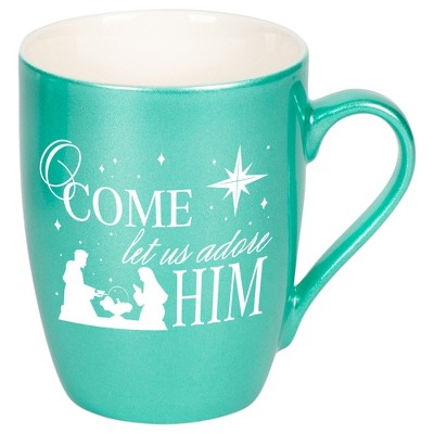 Elanze Designs O Come Let Us Adore Him Teal 10 Ounce New Bone China ...