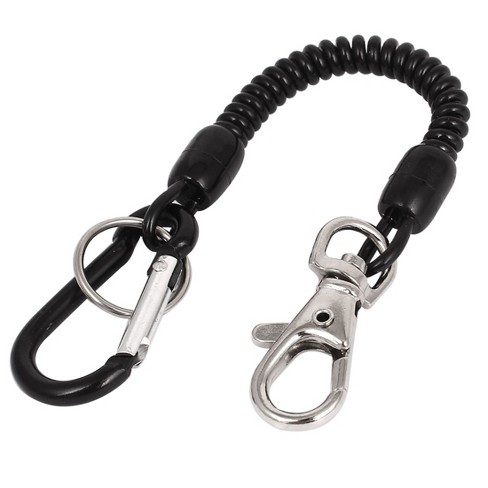 Unique Bargains Metal Carabiner Hook And Elastic Coil Black 4" X 0.8 ...
