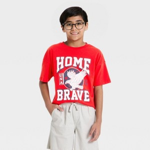 Boys' 4th of July USA 'Home of the Brave' Short Sleeve Oversized ...