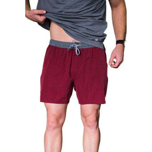 Burlebo Men's Athletic Workout Shorts With Built-in Liner (maroon ...