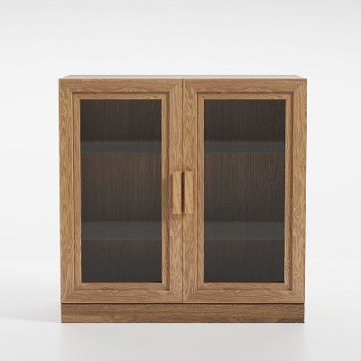 Neutypechic Wooden Bookshelf With Glass Doors Decorative Bookshelf : Target