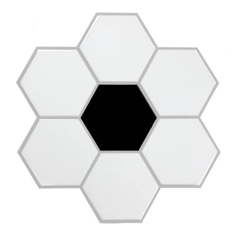 Roommates Large Hexagon Stick Tile Black/white: Self-adhesive Removable ...