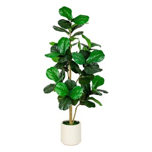 5FT 6FT Artificial Fiddle Leaf Fig Tree with White Planter Pot Natural ...