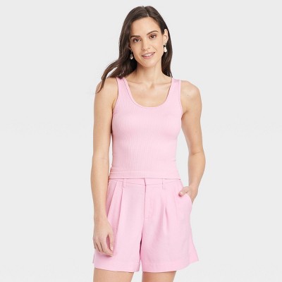 Women's Seamless Slim Fit Tank Top - A New Day™ Pink S : Target