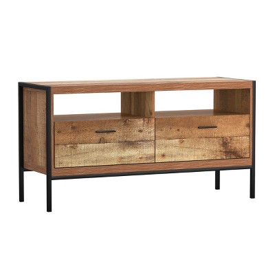 60" Rashawn Tv Stand For Tvs Up To 58" Rustic Oak/black Finish - Acme ...