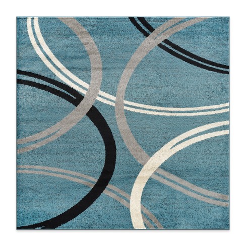 World Rug Gallery Contemporary Abstract Circles Design Area Rug - Blue ...