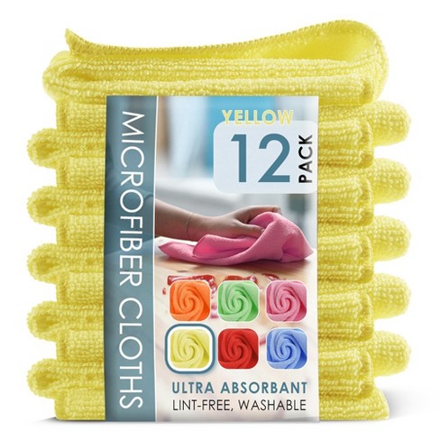 Hearth & Harbor Microfiber Cleaning Cloth, 12 Pack Washcloths, Yellow ...