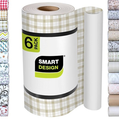 Smart Design Set Of 6 12"x10ft Bonded Grip Shelf Liner Khaki Plaid: Non ...