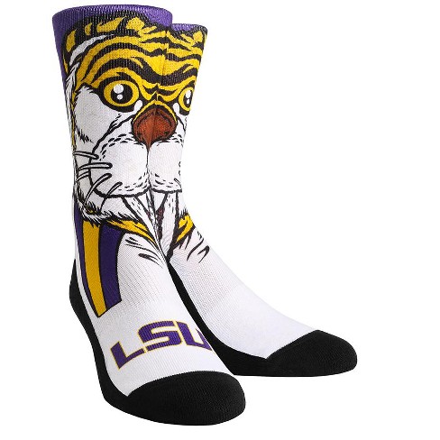 Rock Em Elite Lsu Tigers - Mike The Tiger Mascot Licensed Crew Socks (l ...