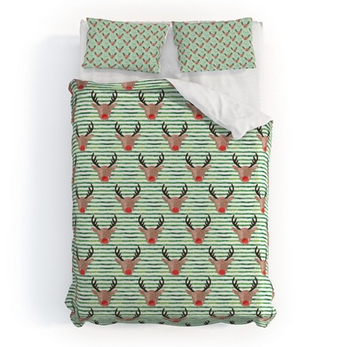 Little Arrow Design Co Watercolor Rudolf Queen Duvet Cover + Pillow ...