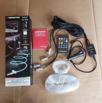 Monster 4pk Fiber Optic Led Light Strips For Car : Target