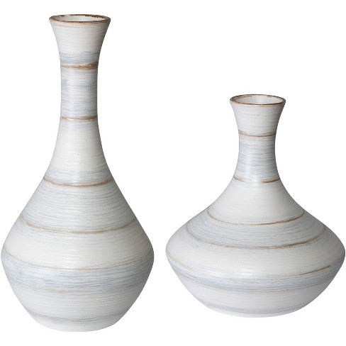 Uttermost Potter Striped Ivory Blue Ceramic Vases Set Of 2 : Target