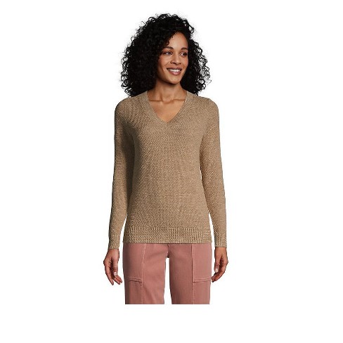 Lands' End Women's Tall Fine Gauge Cotton V-neck Pullover : Target