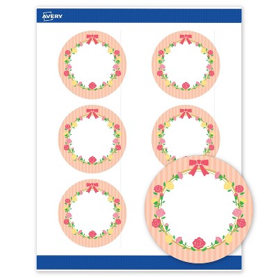 Avery® Matte 3" Diameter Labels, Gold Frame w/Roses, 60ct : Target