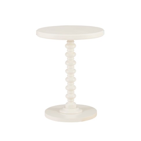 17" Teyla Traditional Round Wood Accent Spindle Table Off White ...