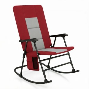 Gymax Extra-Large Folding Rocking Chair Outdoor Lounge Rocker w/Padded ...