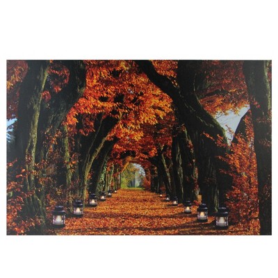 Northlight Led Lighted Fall Tree Archway With Lanterns Canvas Wall Art ...